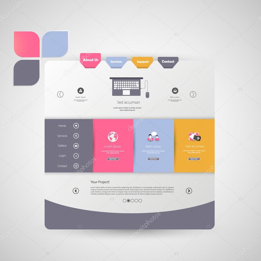 Website Template Design Stock Vector by ©Droidworker 87586842