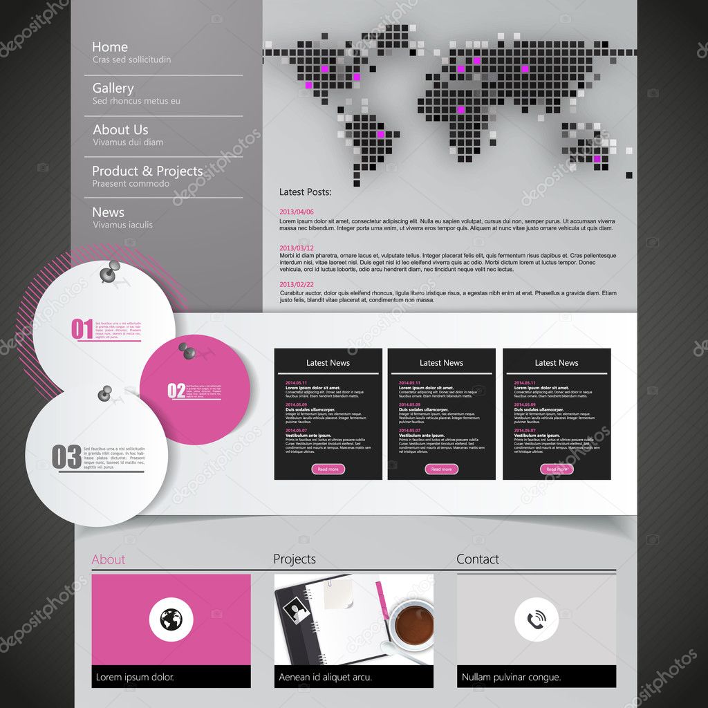 Website Template Design Stock Vector by ©Droidworker 87587322