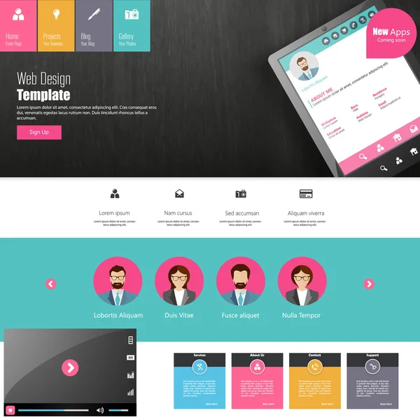 Website Template Design Stock Vector by ©Droidworker 87589074