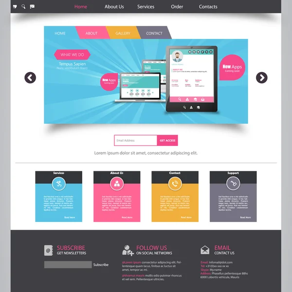 Website Template Design Stock Vector by ©Droidworker 87589992