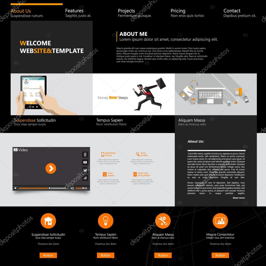 Website Template Design Stock Vector by ©Droidworker 87597282