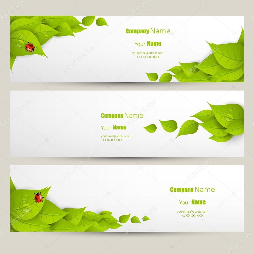 Eco banner set, fresh green leaves Stock Vector Image by ©Droidworker ...