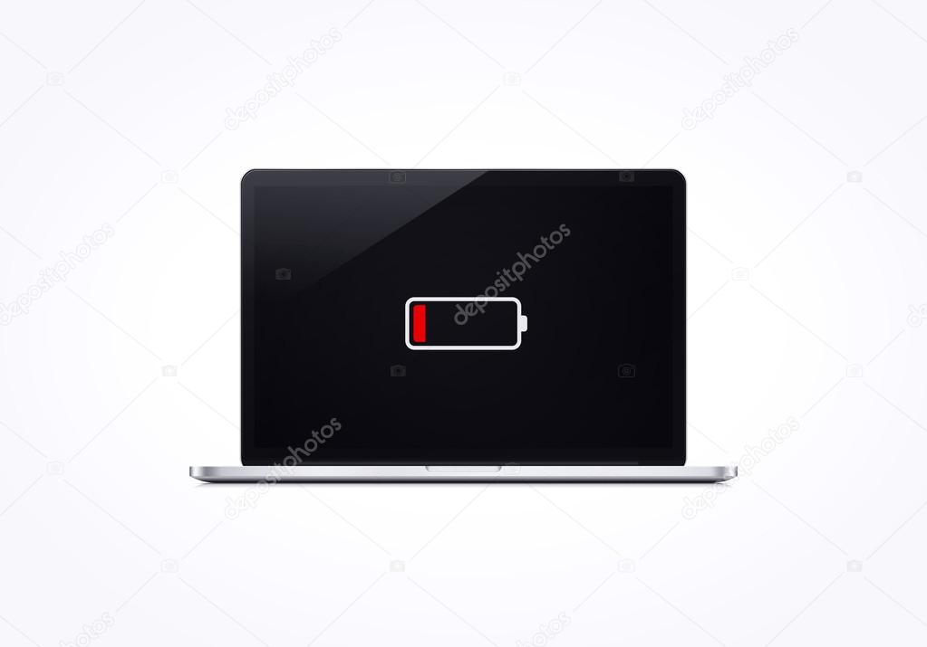 Low battery on modern laptop computer Stock Photo by ©robdragan 79143060