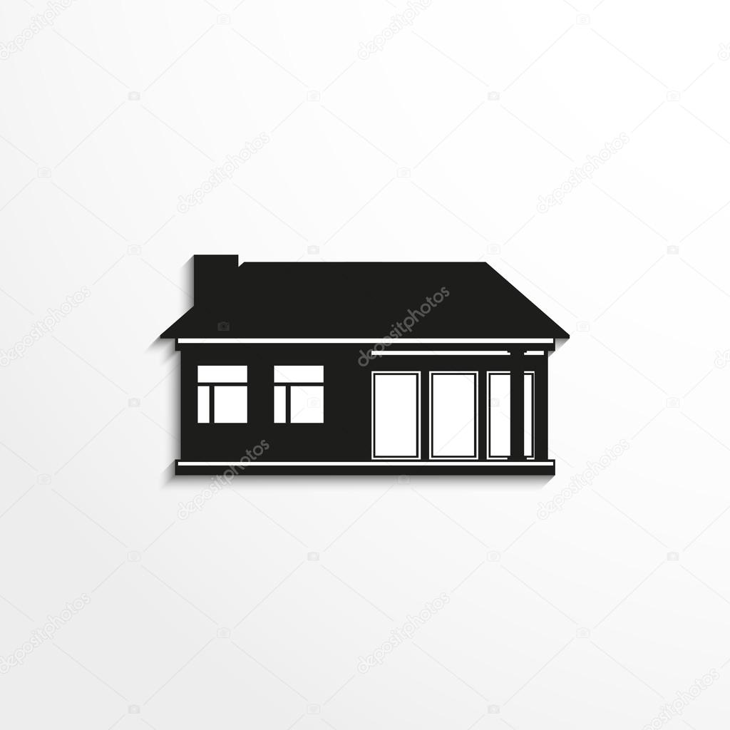 House. Vector icon. Black and white image on a light background. Stock ...