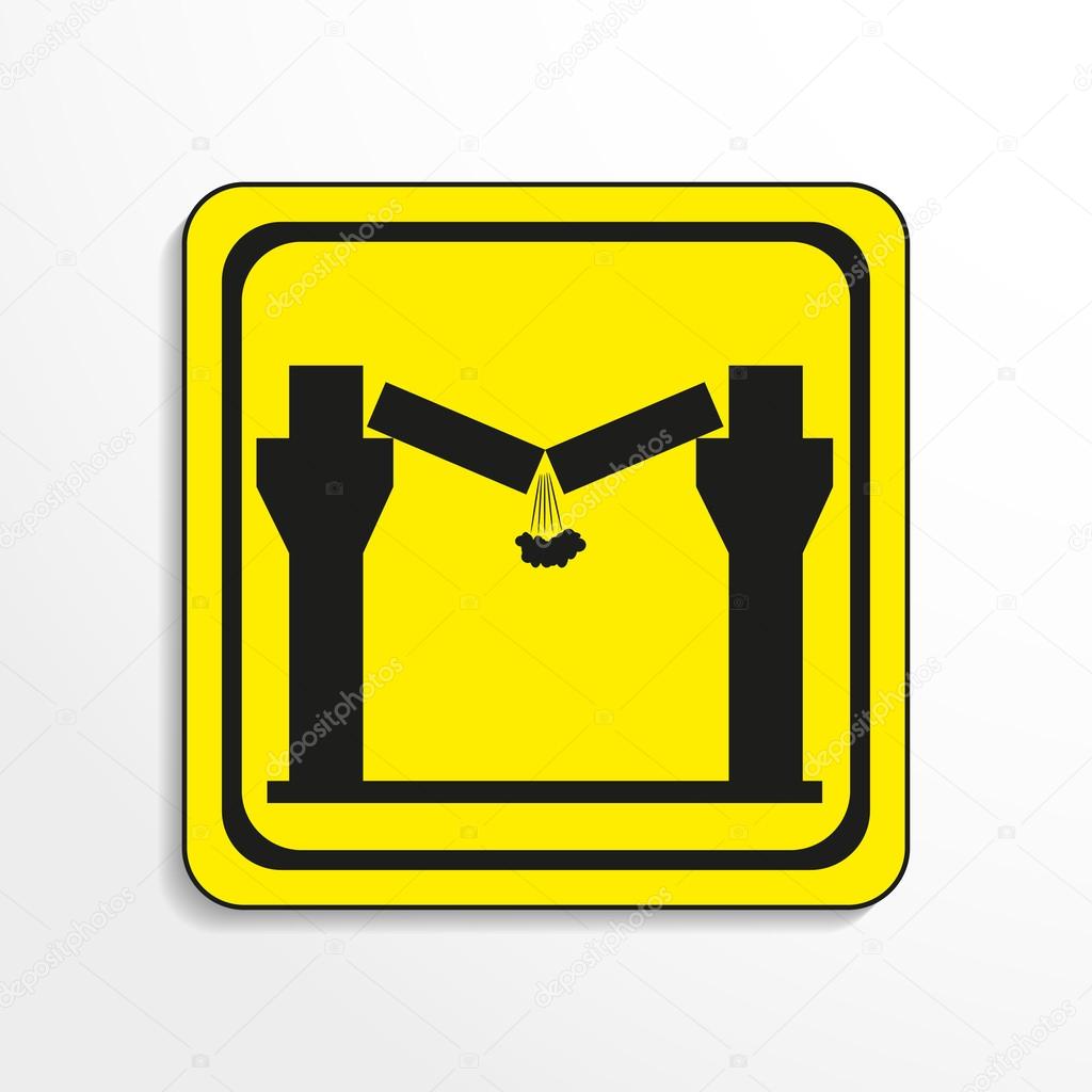 Señal de peligro. El colapso del techo. Icono del vector. 2023