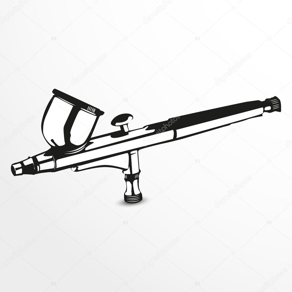 Aérographe. Illustration vectorielle. Vue en noir et blanc . Stock ...