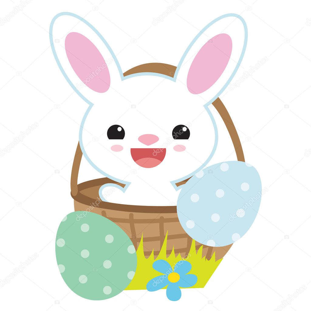 Lindo Conejito Pascua Vector Ilustración Dibujos Animados Vector de ...