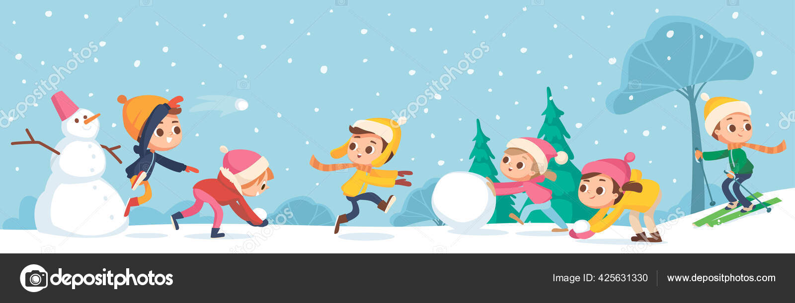 Snowman Snowball Fight Clipart