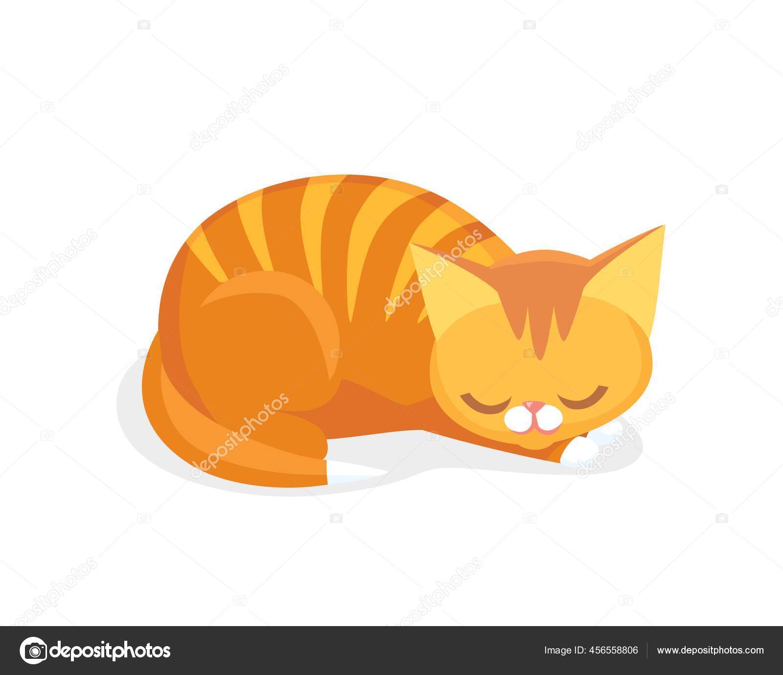 Image vectorielle Mignon Doux Rouge Tabby Rayé Gingembre Personnage ...