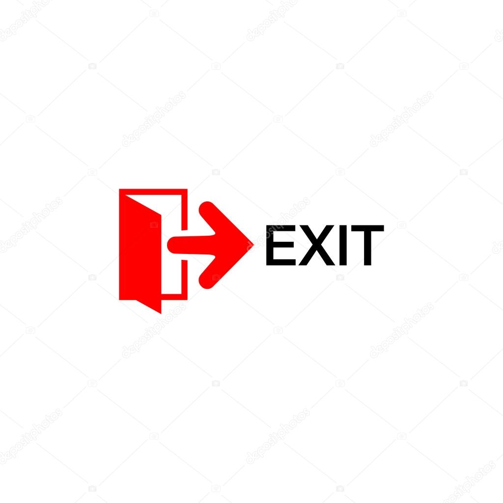 Simple red exit sign with arrow Stock Vector by ©anigoweb 81373016