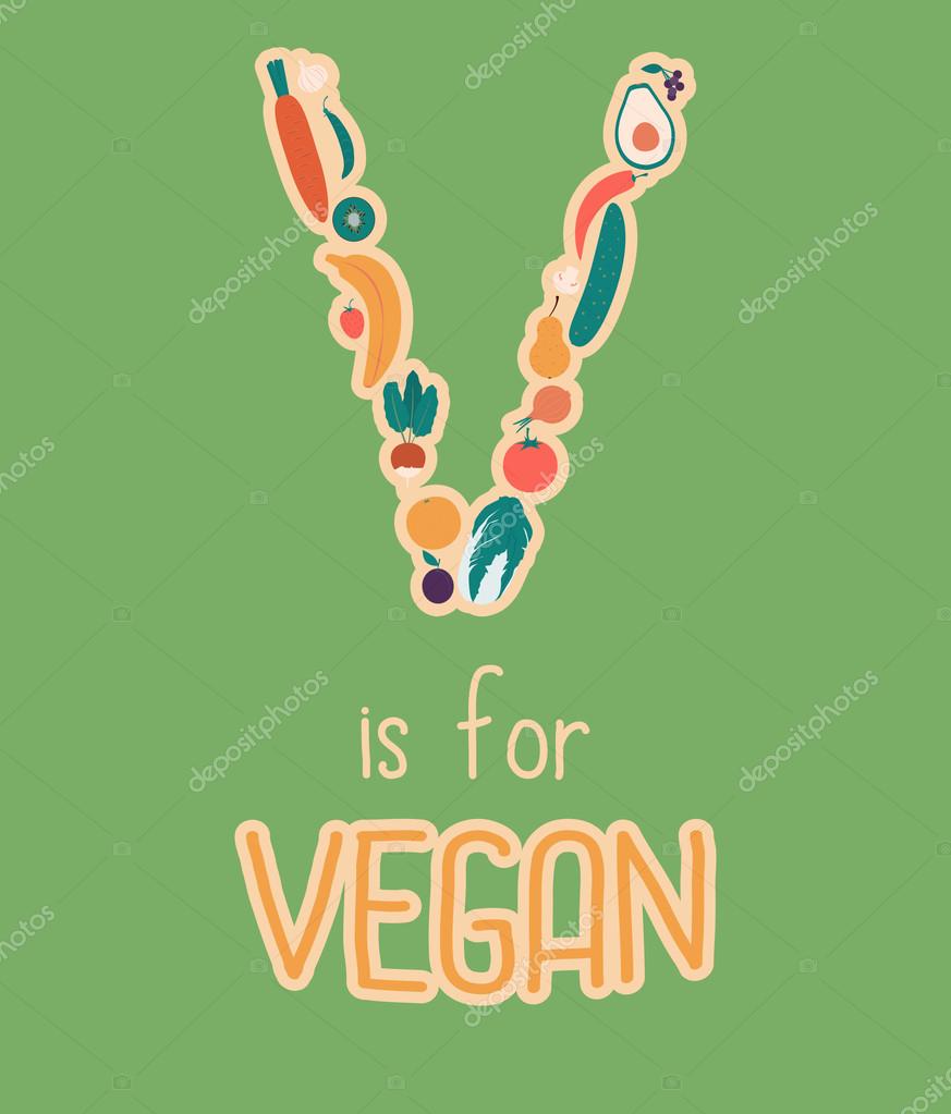V is for vegan vector illustration. — Stock Vector © AmmaShams #80441066
