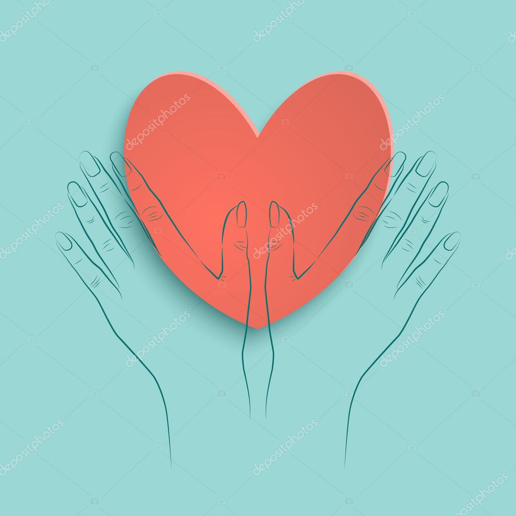 Ilustración del cuidado del corazón con las manos Vector de stock por ...