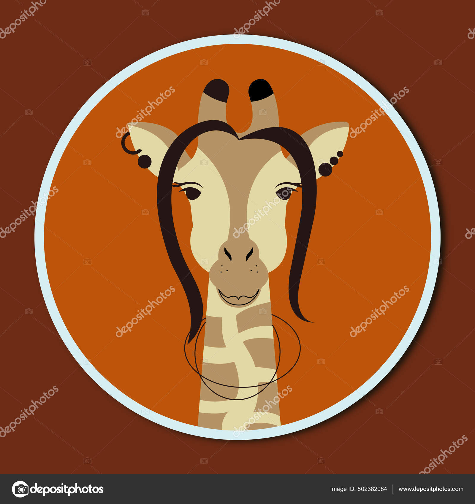 Giraffe Sara Animal Avatar Giraffe Avatar Flat Style Orange Background ...