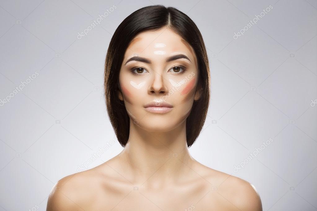 Beautiful model with contouring face make-up Stock Photo by ...