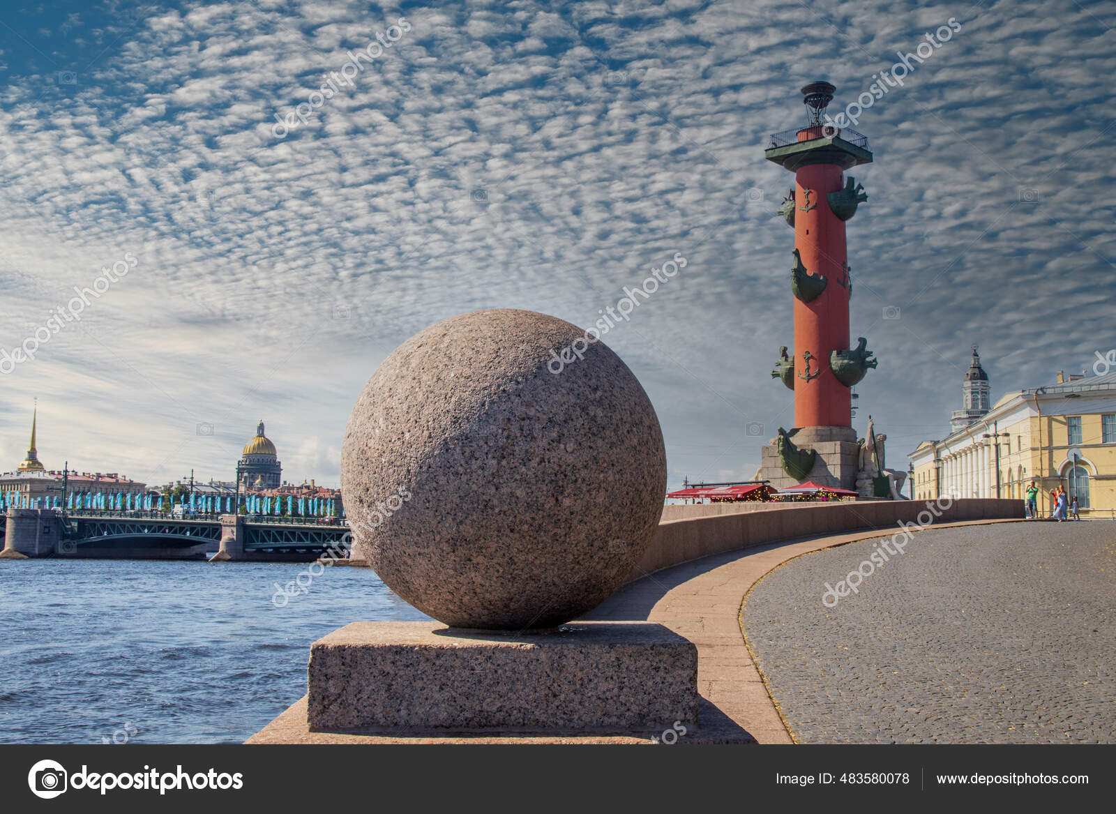 Rostral column in summer in St. Petersburg Stock Photo by ...