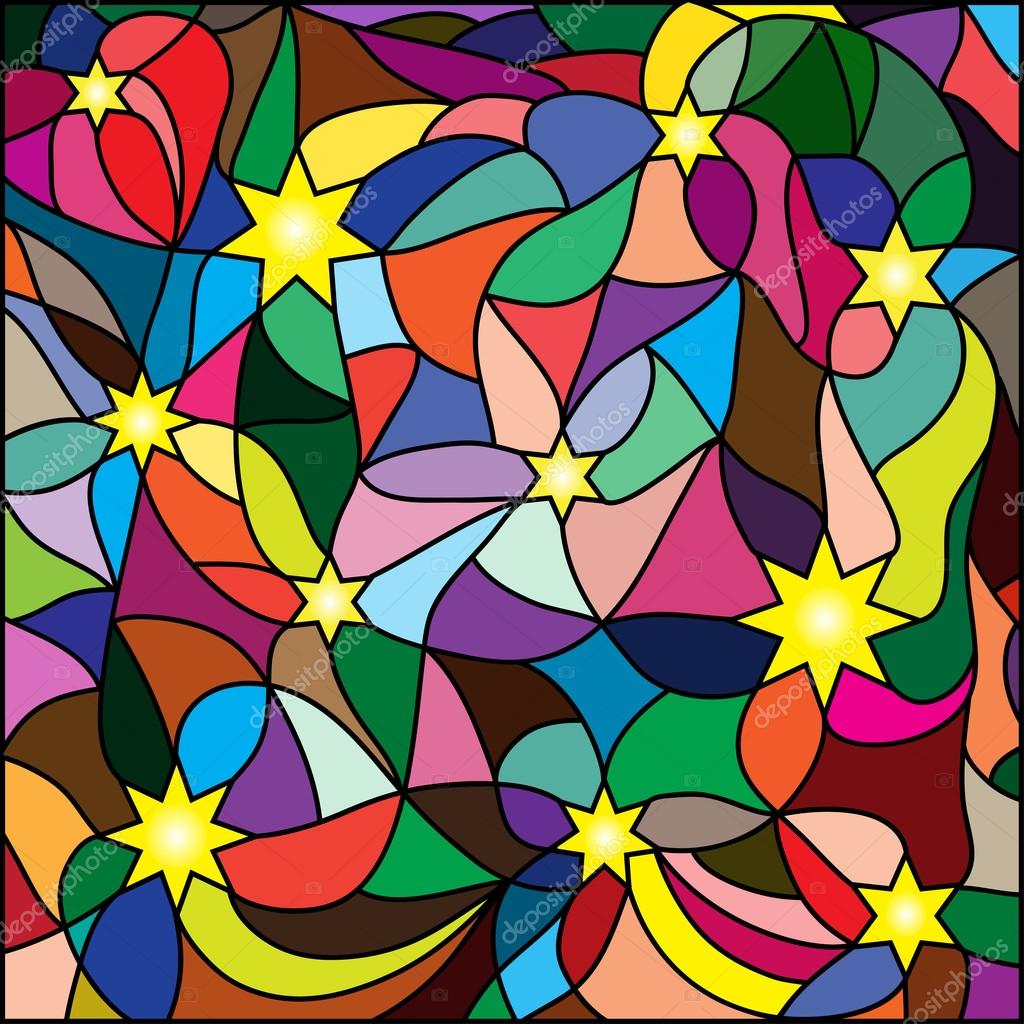 Multicolored stained-glass window, stars for your design — Stock Vector ...