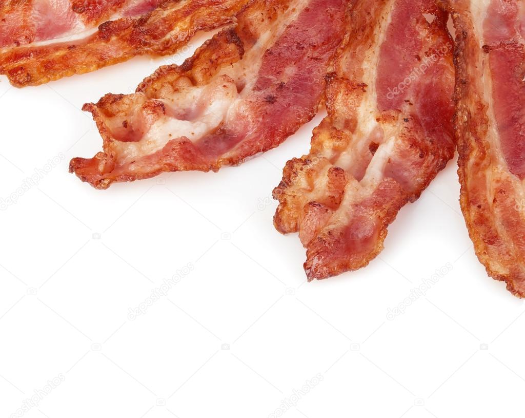 Cooked Bacon White Background