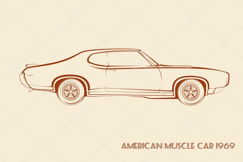 American muscle car silhouette 60s — Stock Vector © vladkiwar #95870212