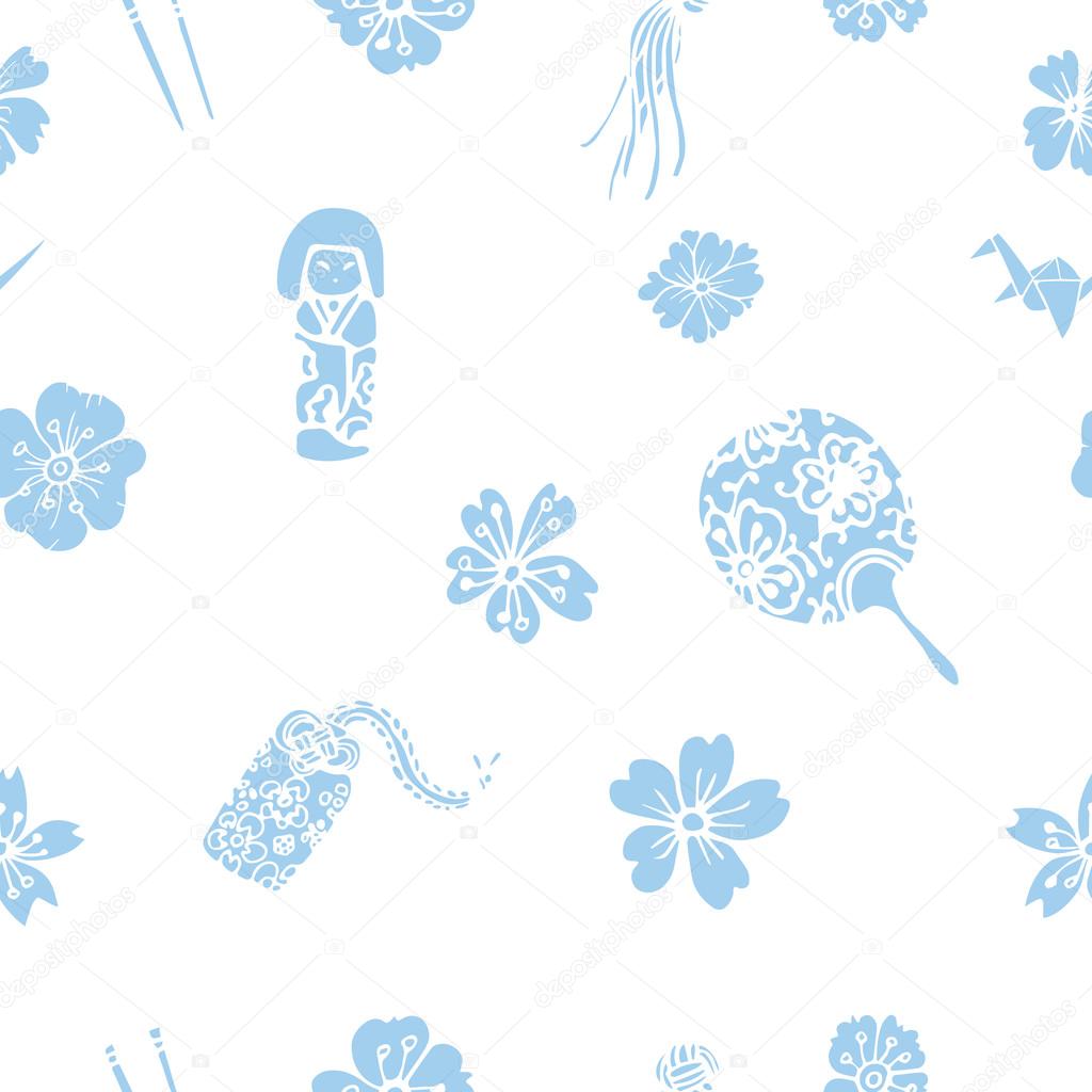 Vector traditional Japanese symbols seamless pattern Stock Vector by ...