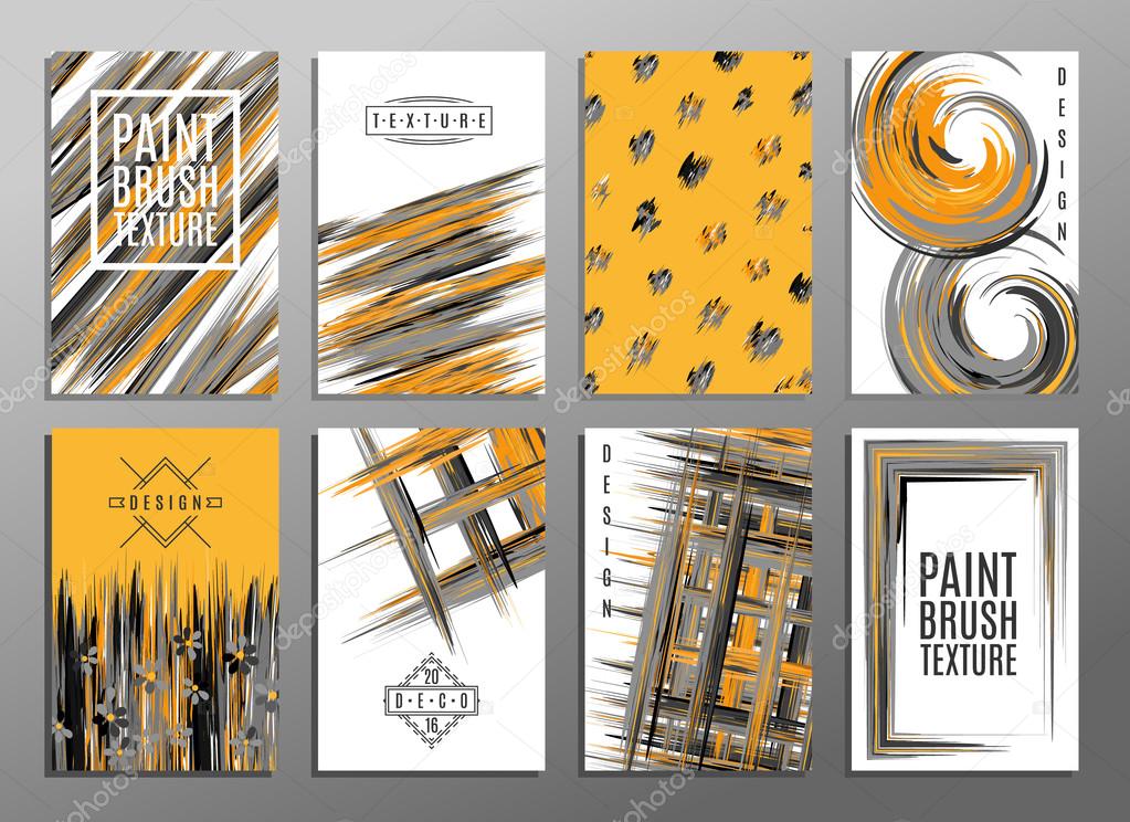 Template. Set of creative universal cards. Paint brush texture. Design ...