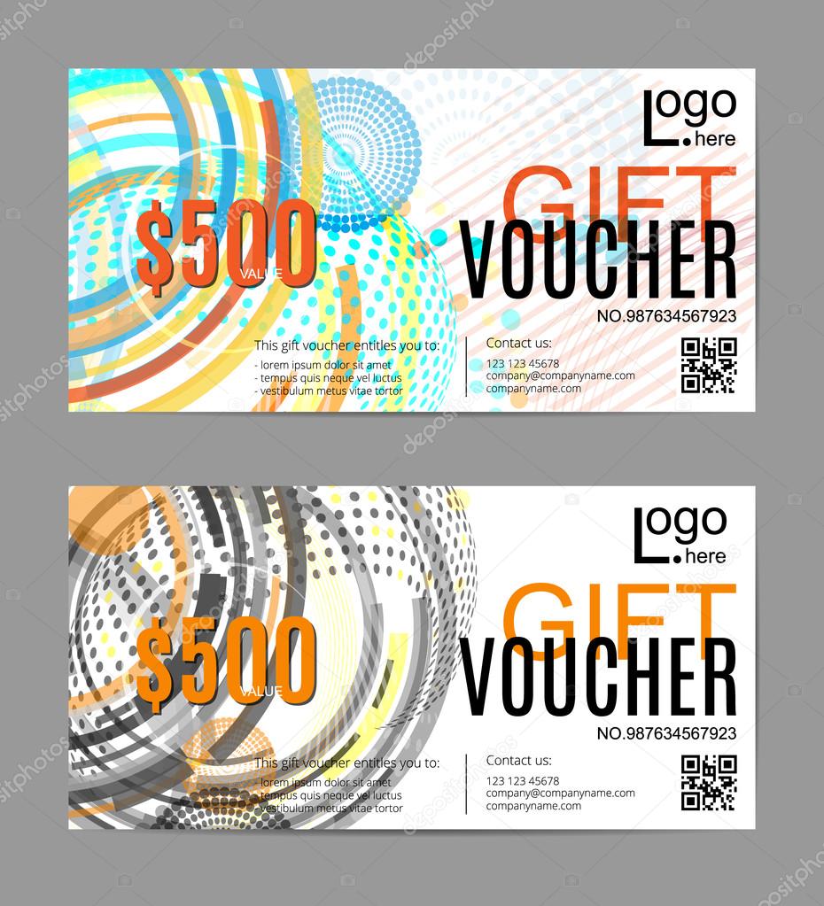 Vector illustration,Gift voucher template with colorful geometric ...