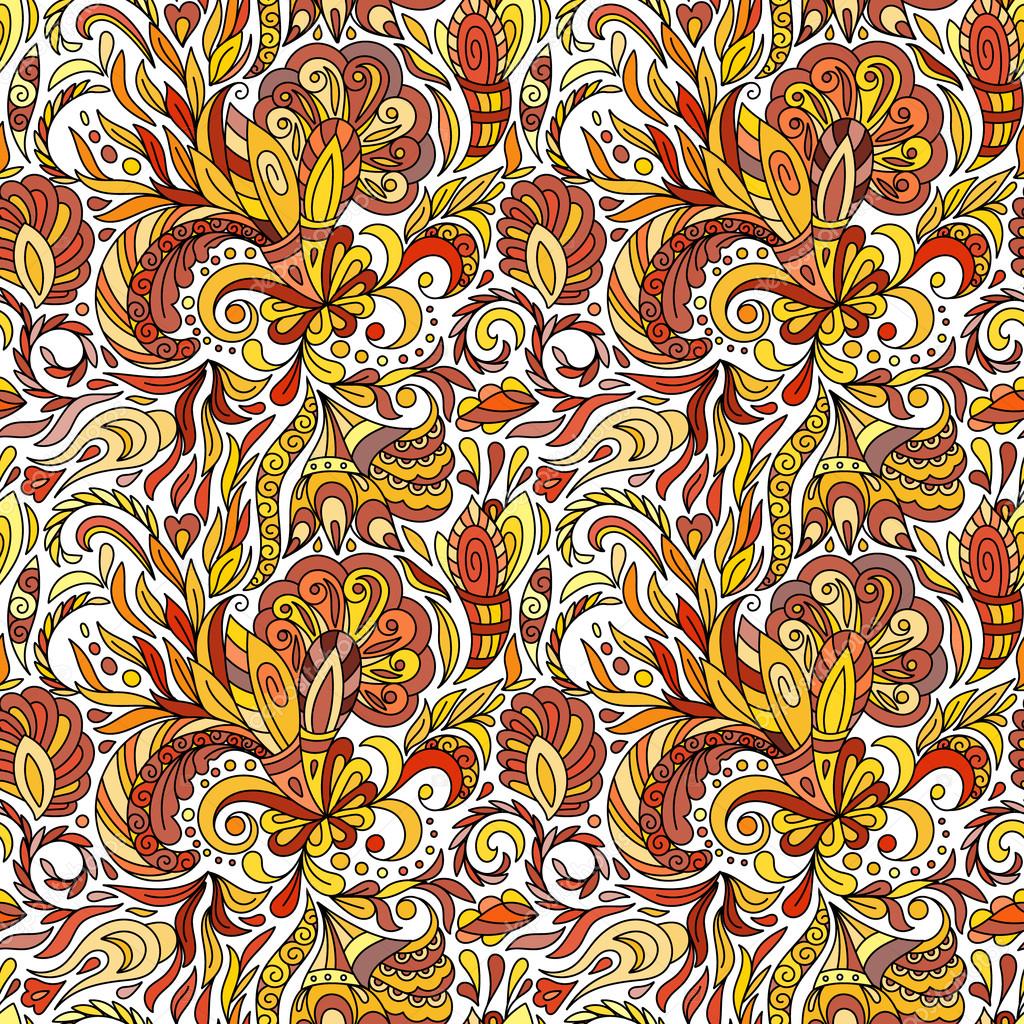 Orange And White Paisley Background