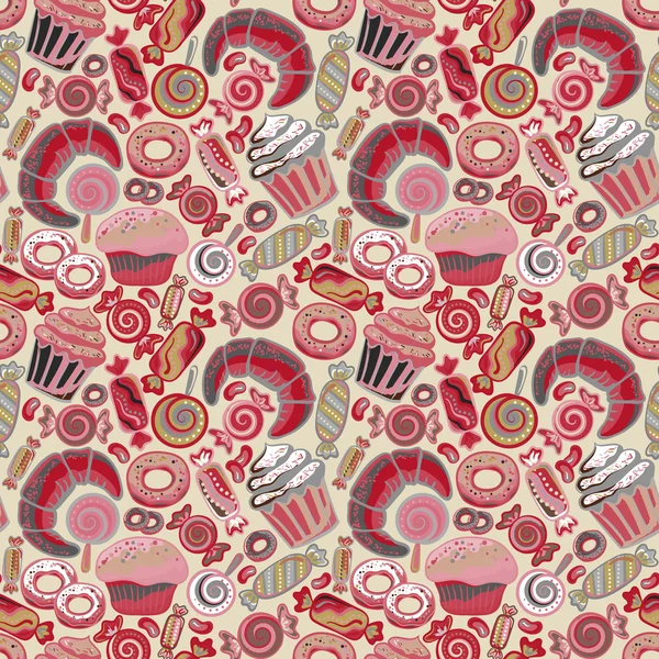 Vector food bakery seamless pattern with baked goods. Flour products ...