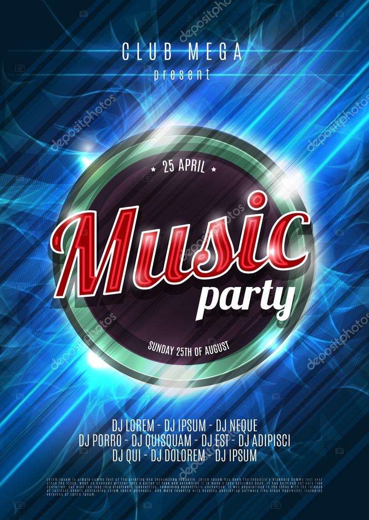 Party neon sign. Abstract background. Music party. Vector illustration ...