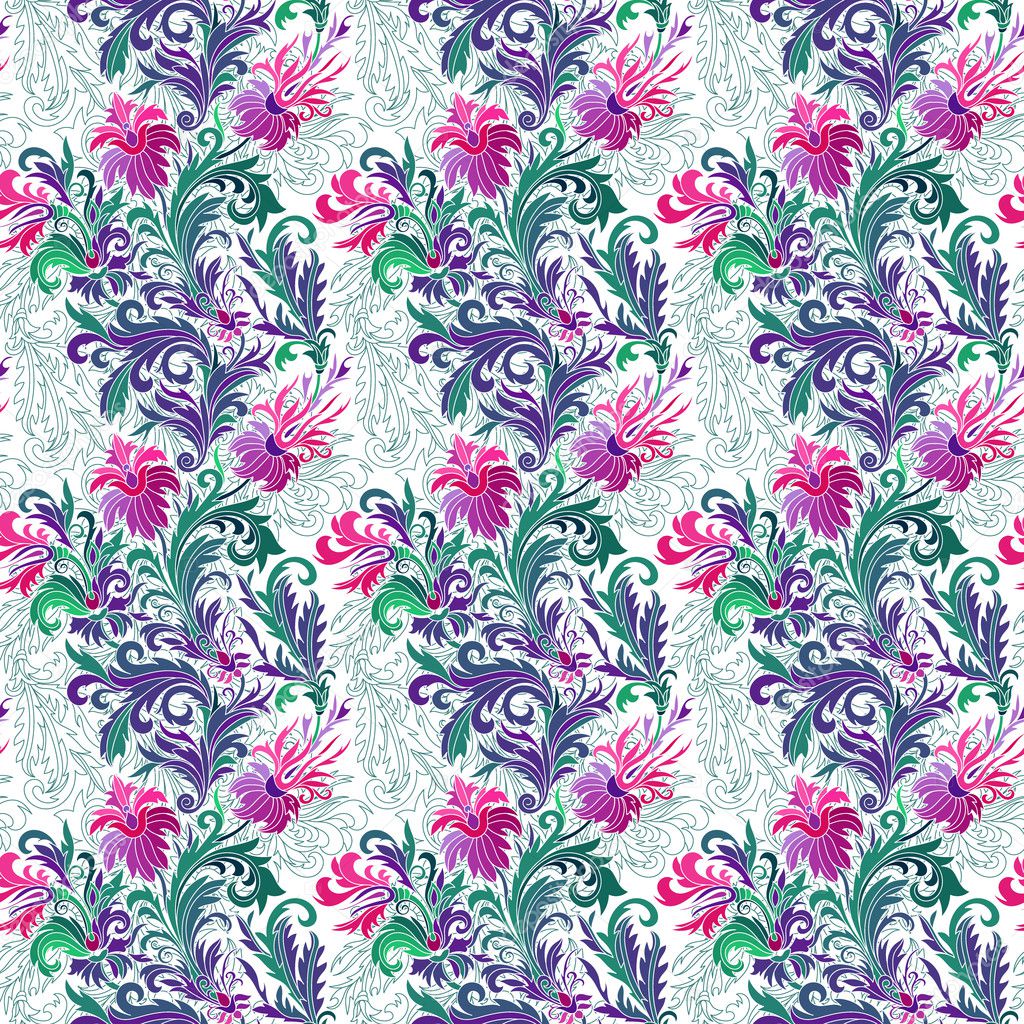 Vector illustration of seamless pattern with abstract flowers. Stock ...