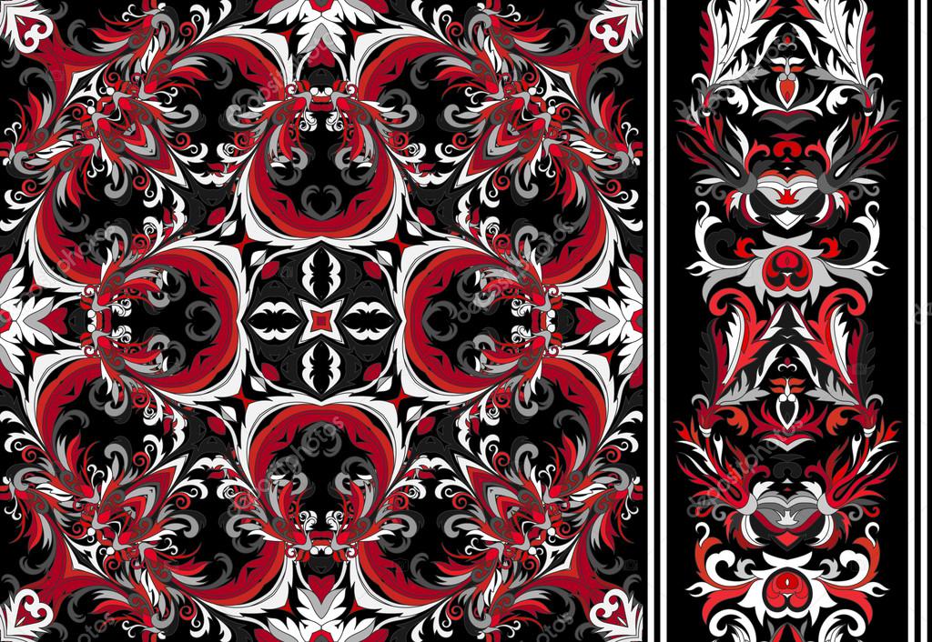 Red Damask Border