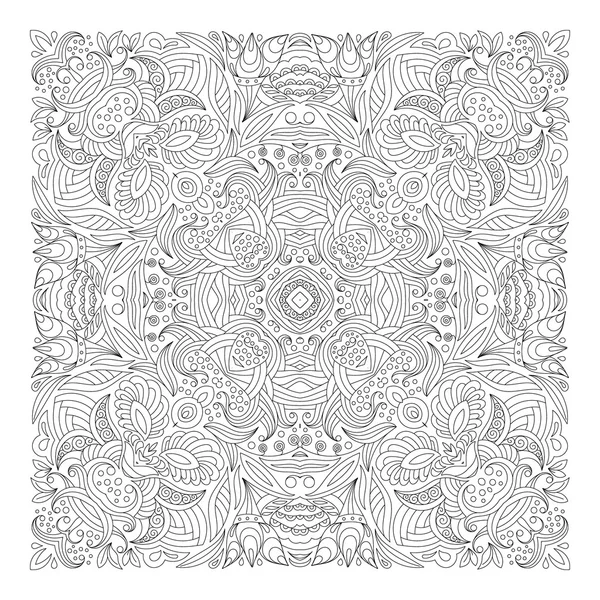 Coloring book square page for adults - floral authentic carpet design ...
