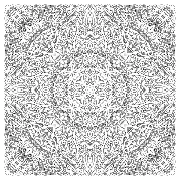 Coloring book square page for adults - floral authentic carpet design ...
