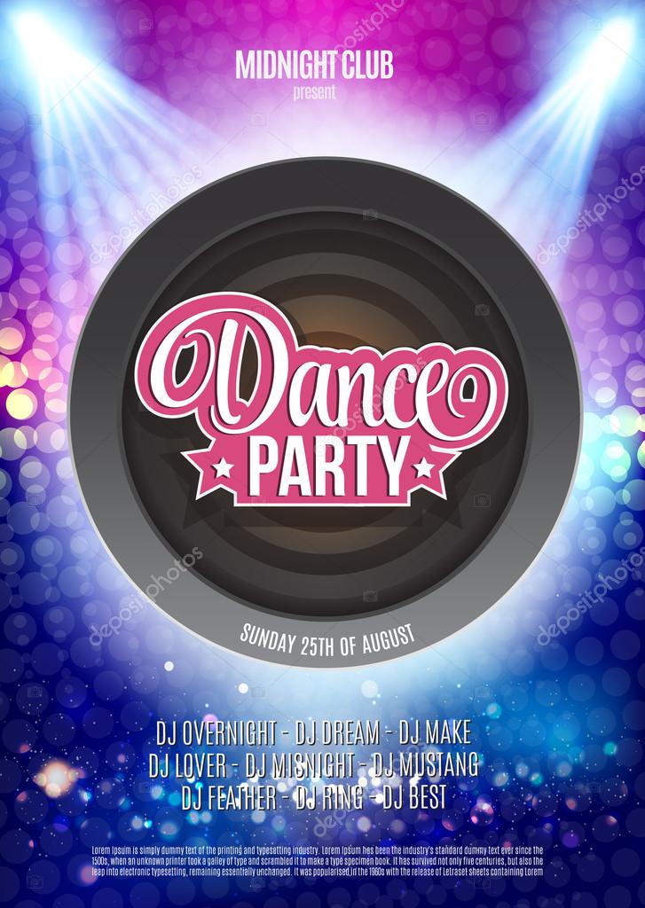 Dance Party Night Poster Background Template - Vector Illustration ...