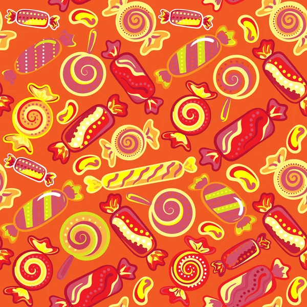 Seamless background with various candies. Vector illustration. Bright ...