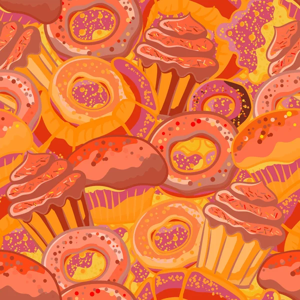 Pastry hand drawn seamless pattern. Doodle background collection confections. Icon set vector ...