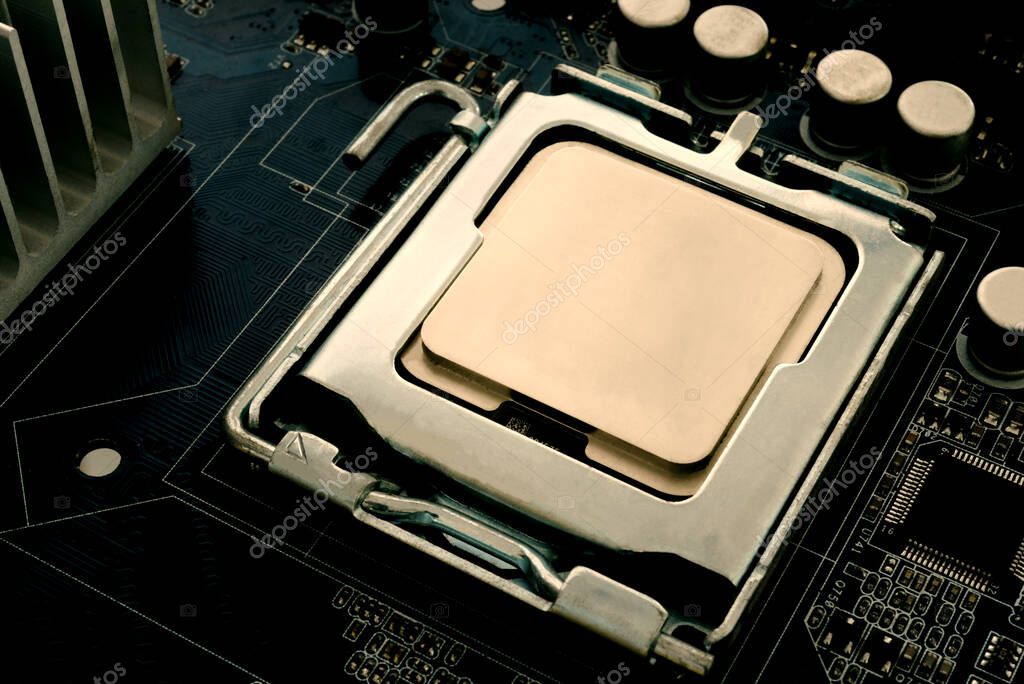 CPU with blank surface for writing texts. The CPU placed on the ...