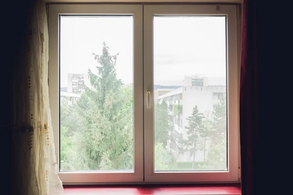 Basement Windows View Sidewalk Old European Building Underground ...