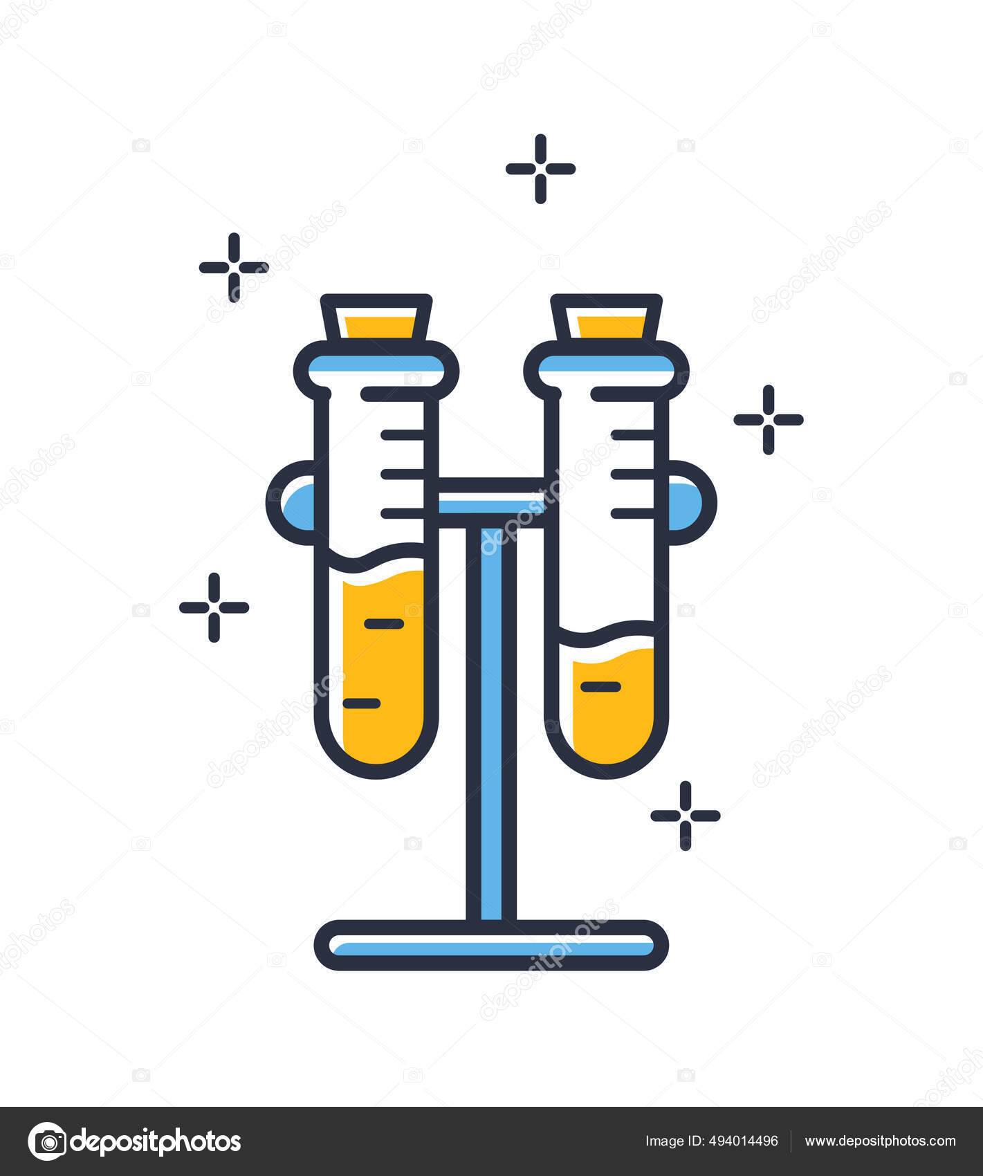 Two Glass Test Tubes Holder Hemical Equipmentisolated White Background ...