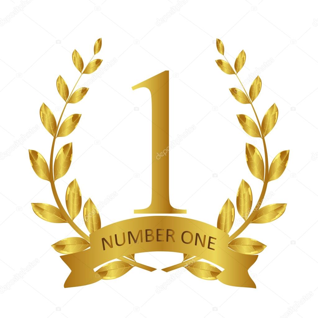 Number one. Champion. First place. Laurel wreath — Stock Vector ...