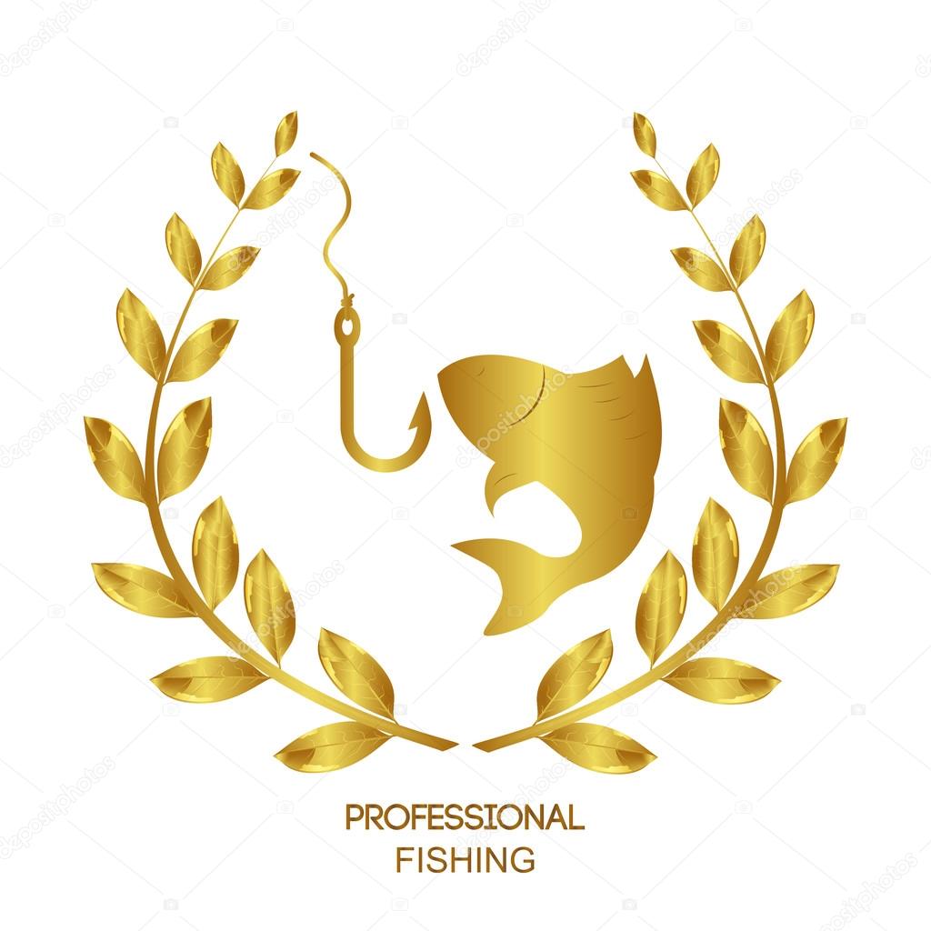 Professional fishing. Fish on the hook. Gold fish. Professional ...