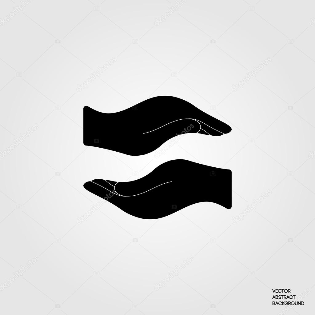 Icon: two arms | Two arms. Palm silhouette. Harmony. Icon hand. Sign of ...