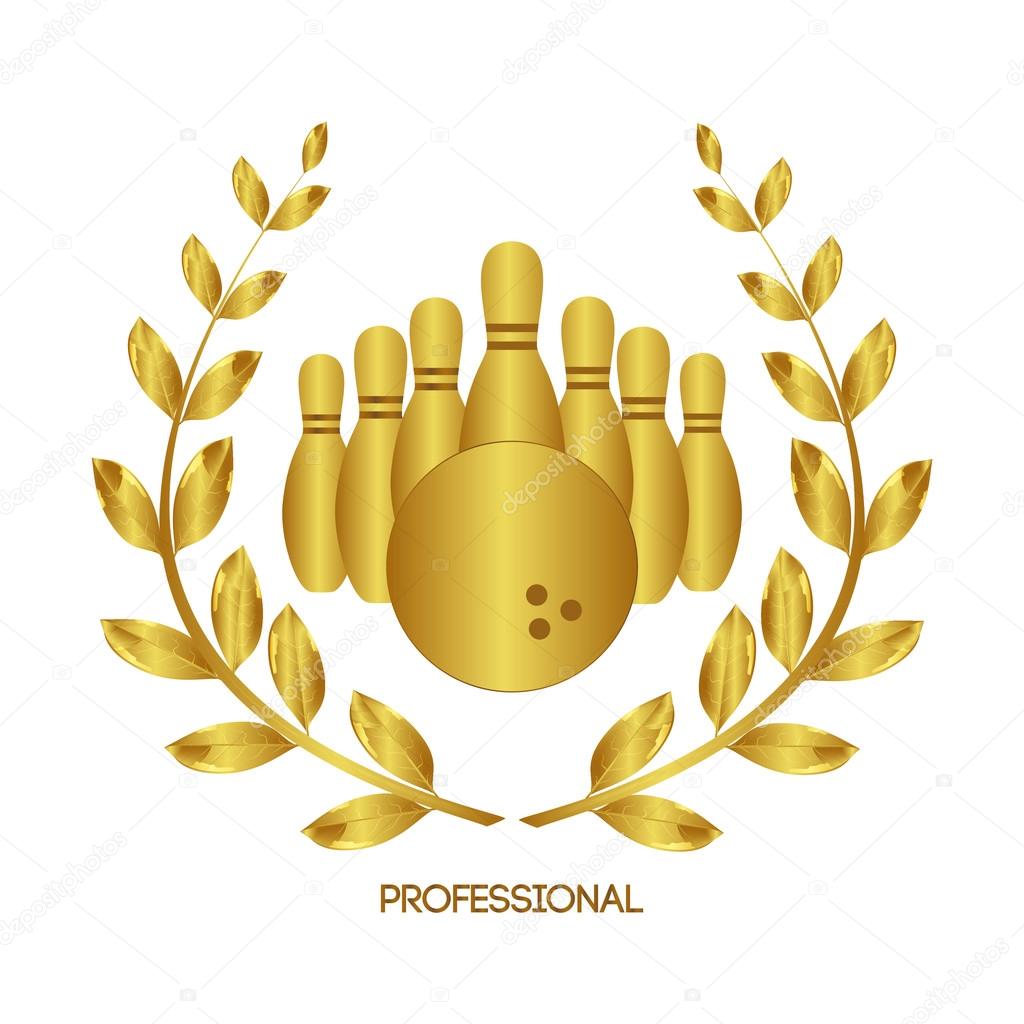 Bowling. Skittles and ball. Laurel wreath. Vector illustration ...