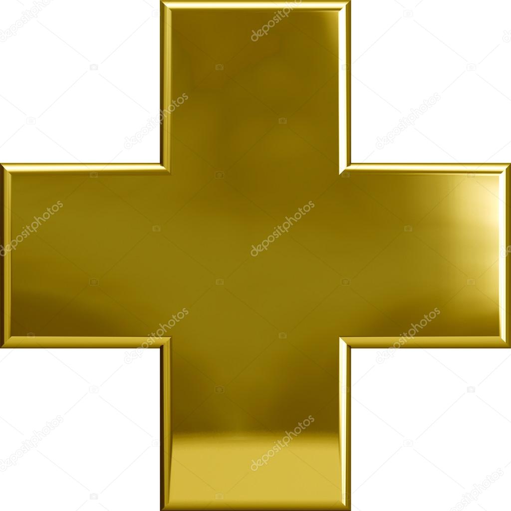 Gold Metallic Cross Plus Symbol Stock Photo by ©somartin 79960742