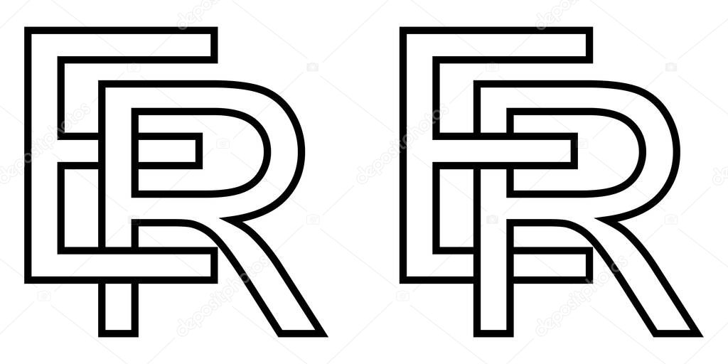 Logotipo signo er re icono signo entrelazado letras R, E vector logo er ...