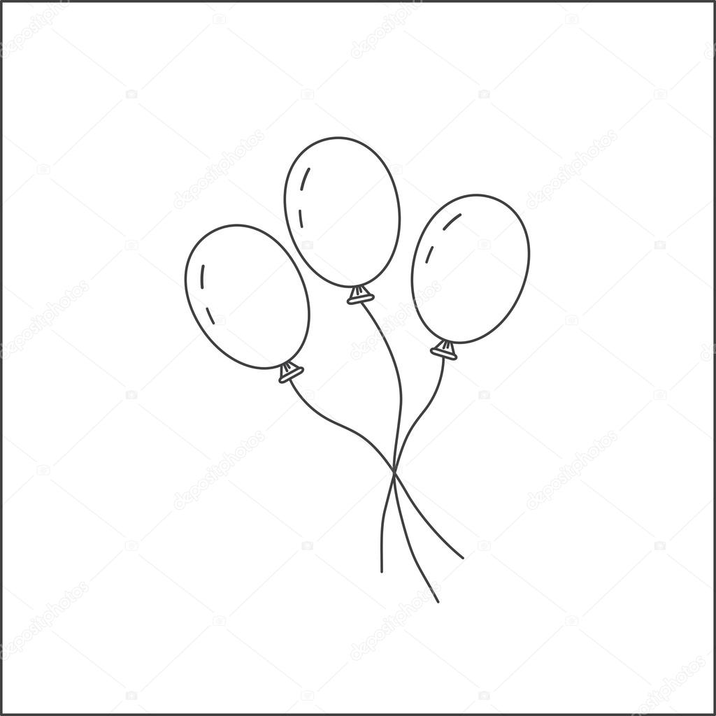 Three balloons on a string. The symbol of the holiday, the festival of ...