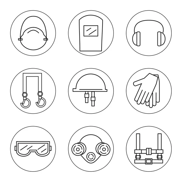 A set of individual protection logos. Eye protection, hearing ...