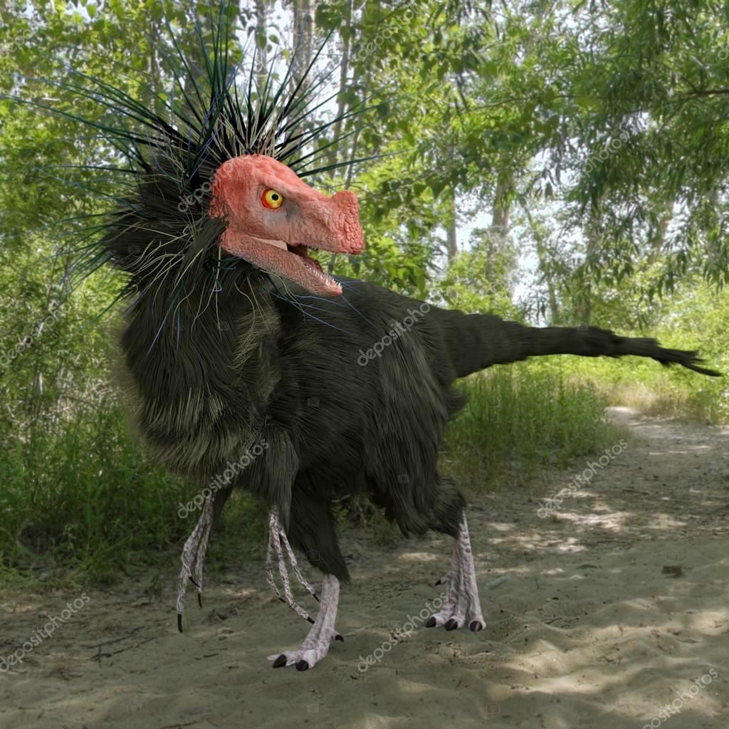 Dinosaur Ornitholestes Running Through Forest — Stock Photo © auntspray ...