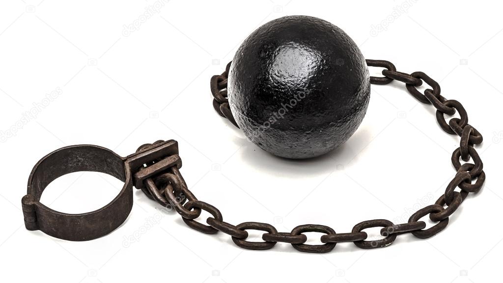 Ball and chain on white background — Stock Photo © asmus #82291066