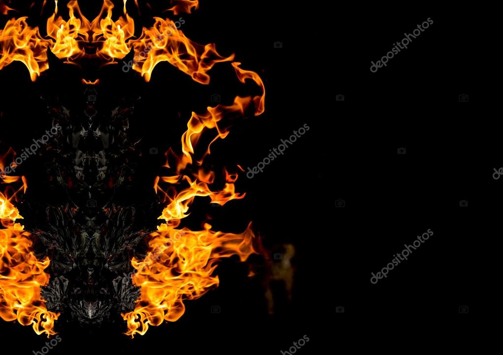 Abstrat devil face from fire on darkness Stock Photo by ©bank215 111071746