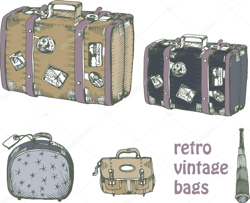 Vintage Luggage Drawing